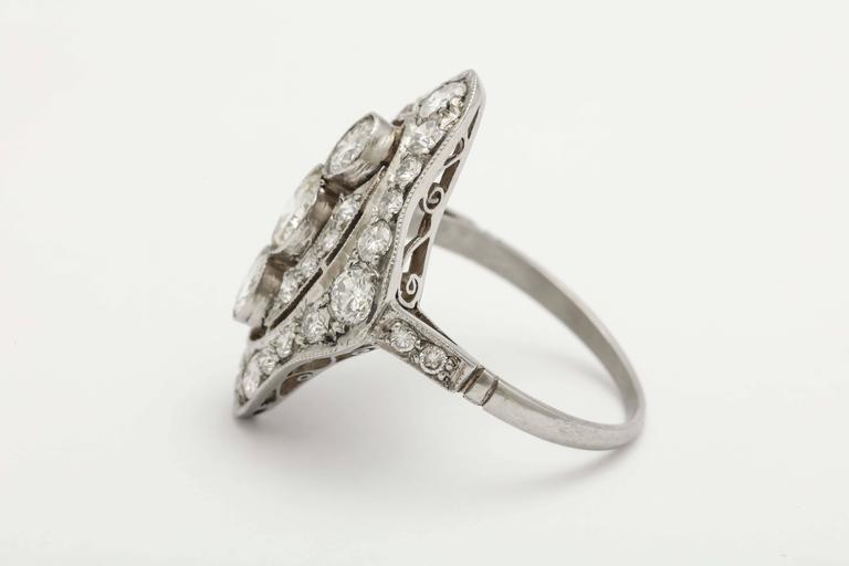 1940s Diamond Platinum Oblong Shaped Dinner Ring at 1stDibs | what is a ...