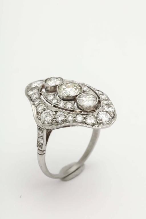 1940s Diamond Platinum Oblong Shaped Dinner Ring at 1stDibs | what is a ...