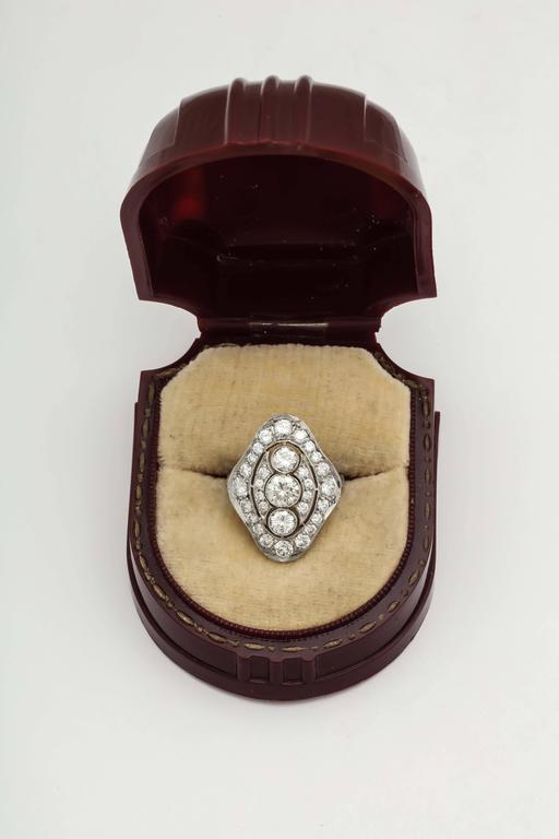 1940s Diamond Platinum Oblong Shaped Dinner Ring at 1stDibs | what is a ...