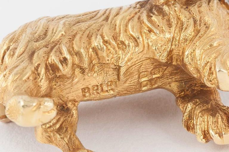 Ruby Diamond Gold Spaniel Dog Brooch For Sale at 1stDibs