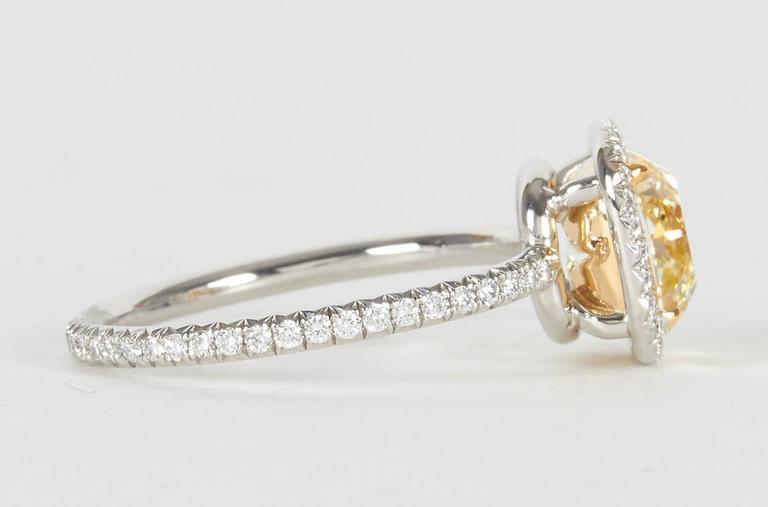 Thin Handmade 2 Carat GIA Cert Fancy Light Yellow Diamond Engagement Ring at 1stDibs | 2 carat ...