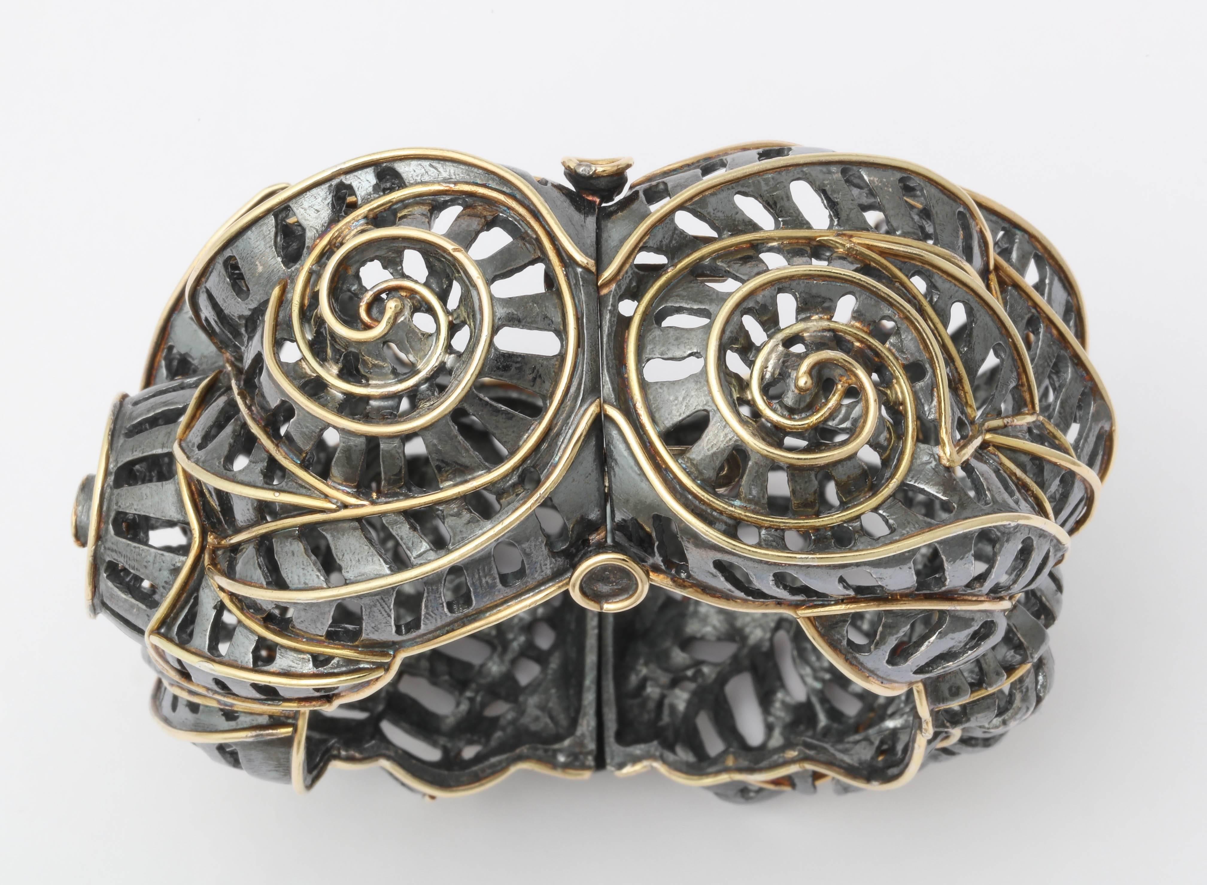 Marilyn Cooperman Patinated Silver Gold "Chrysler Redux" Bracelet For ...