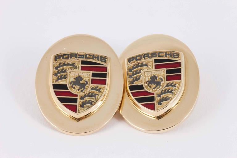 New Porsche Emblem Cufflinks in Heavy Quality 18 Carat Gold, English ...
