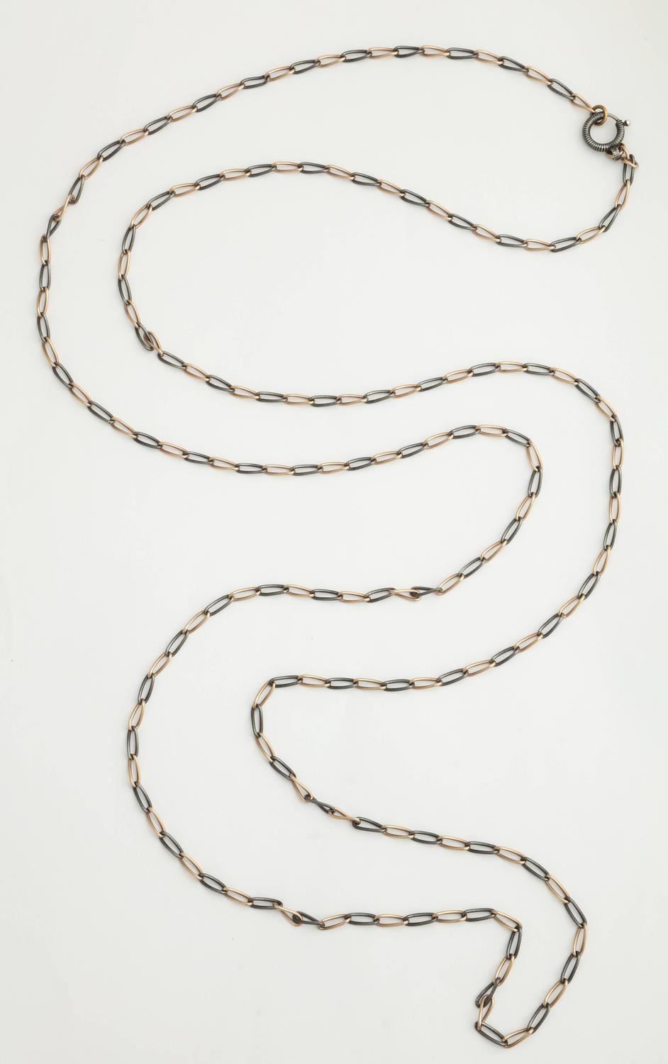 Fantastic Extra Long Victorian Niello Chain For Sale at 1stdibs