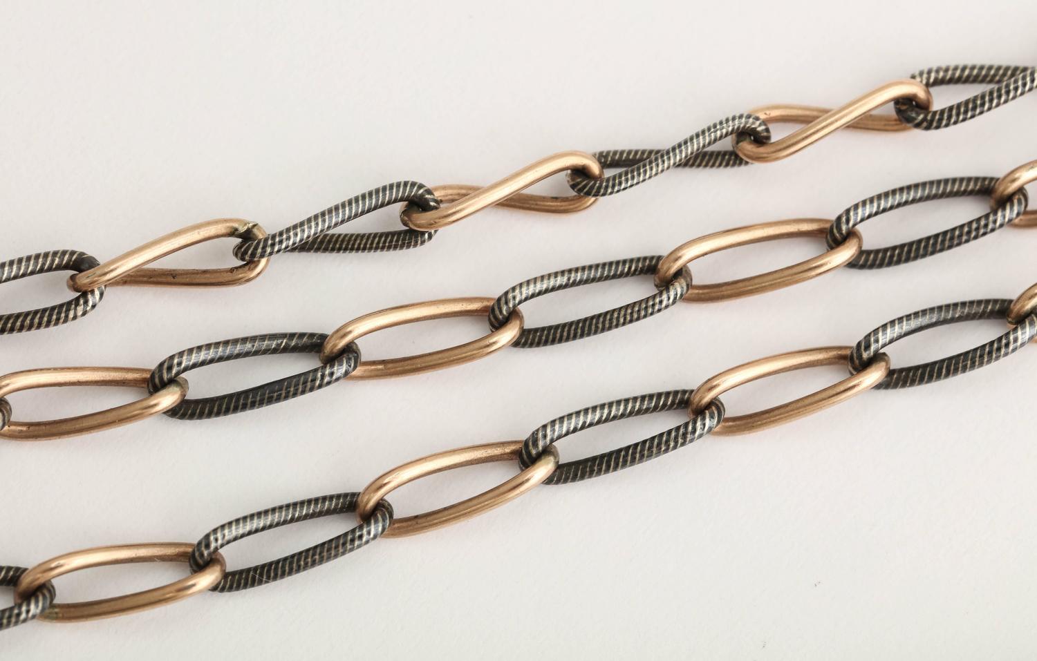 Fantastic Extra Long Victorian Niello Chain For Sale at 1stdibs