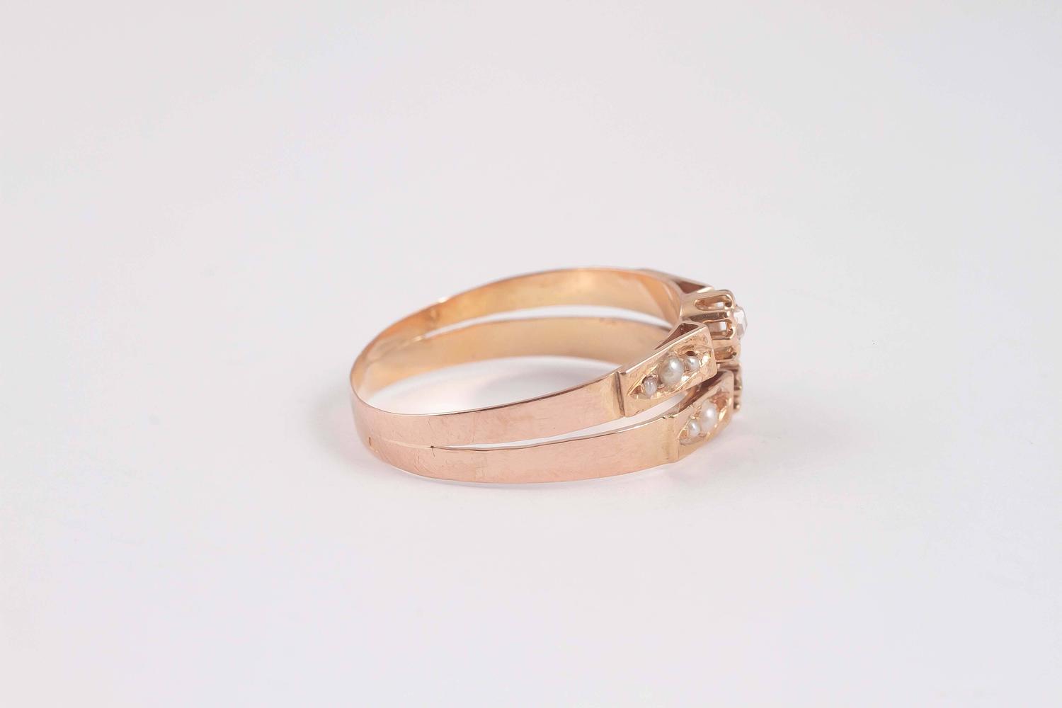 1890s Seed Pearl Diamond Gold Love Token Ring For Sale at 1stdibs