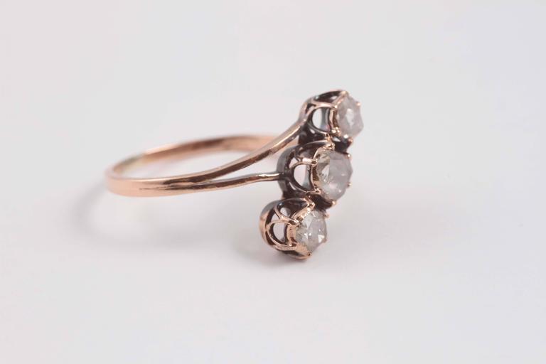 1900s Spain Rose Cut Diamond Gold Ring at 1stDibs