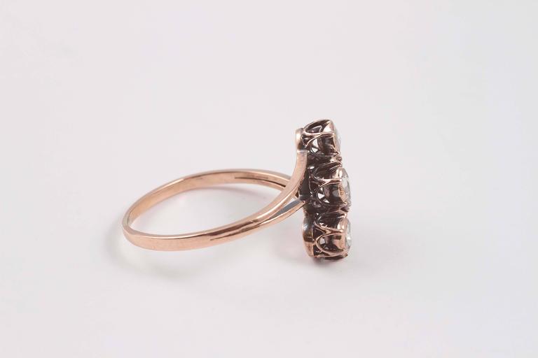1900s Spain Rose Cut Diamond Gold Ring at 1stDibs