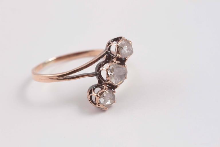 1900s Spain Rose Cut Diamond Gold Ring at 1stDibs