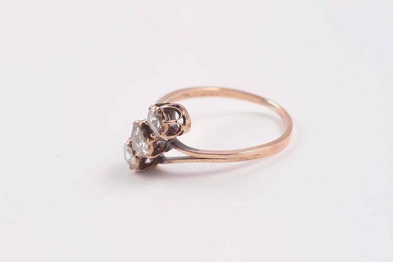 1900s Spain Rose Cut Diamond Gold Ring at 1stDibs
