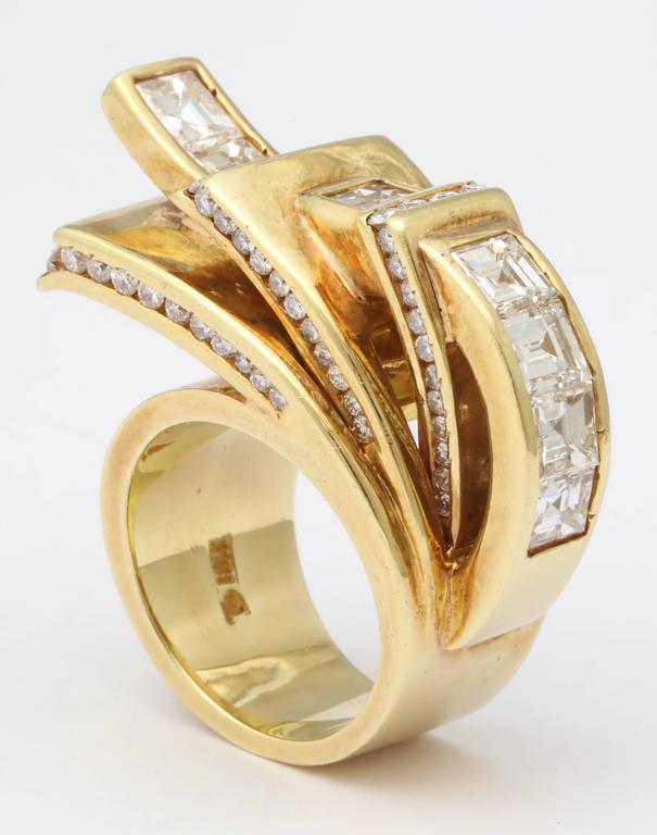 Diamond Gold High Style Ring at 1stDibs