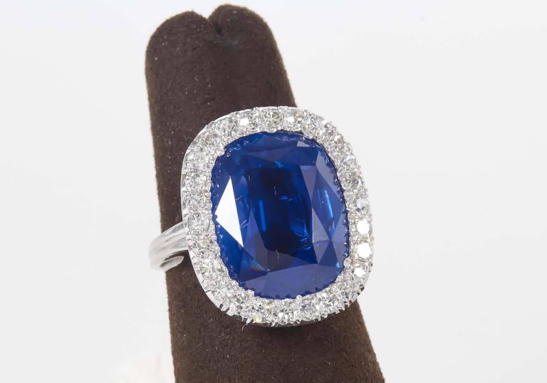 Rare GIA Certified 15 Carat Burma No Heat Natural Sapphire Ring