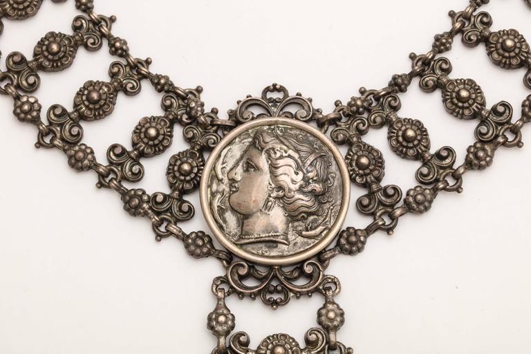 Antique Victorian Roman Revival Silver Filigree Necklace at 1stDibs ...