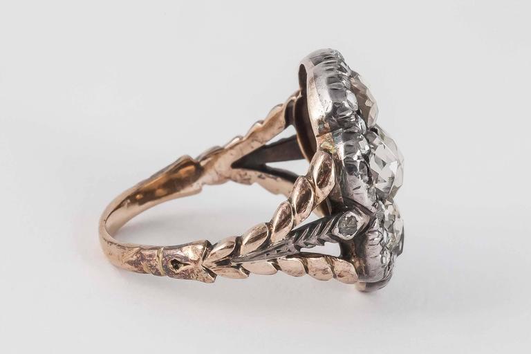 Georgian Closed Back Diamond Silver Gold Ring For Sale at 1stDibs