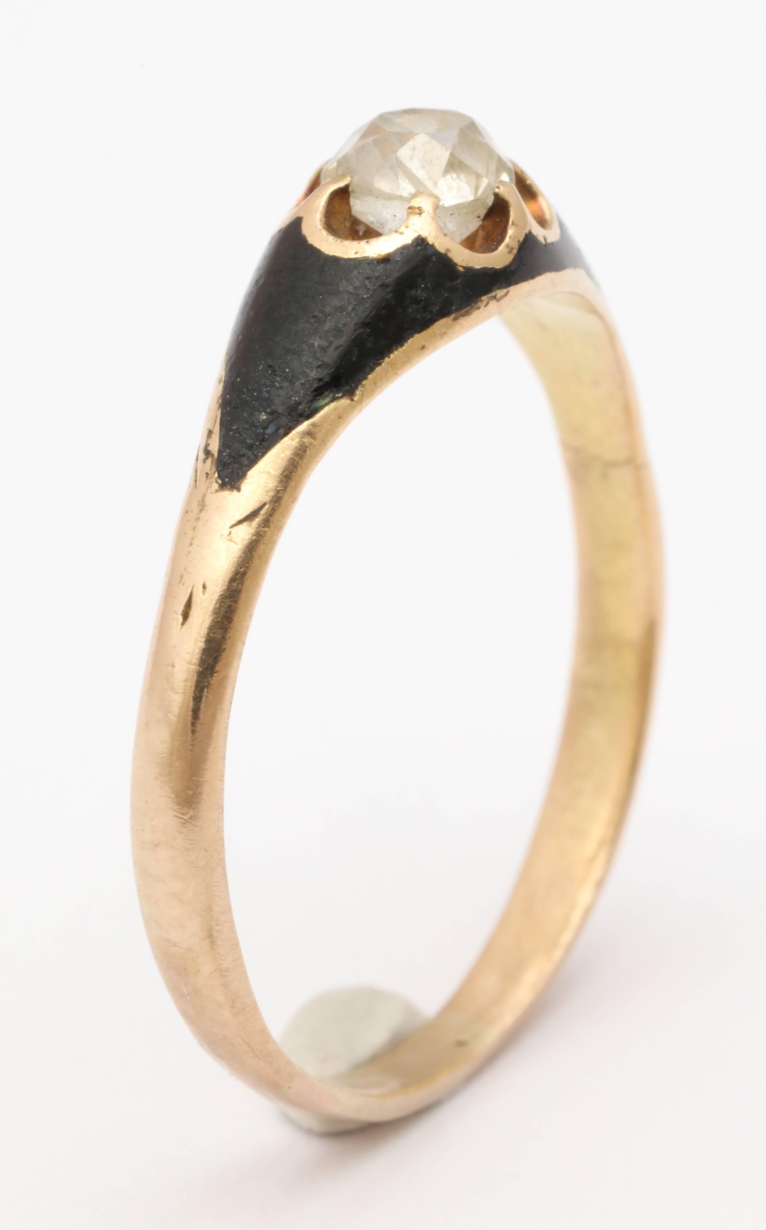 Victorian Black Enamel Diamond Ring For Sale at 1stDibs | black enamel and diamond ring, black ...