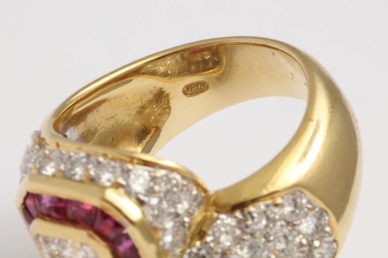 Ruby and Diamond Cross-over Ring at 1stDibs