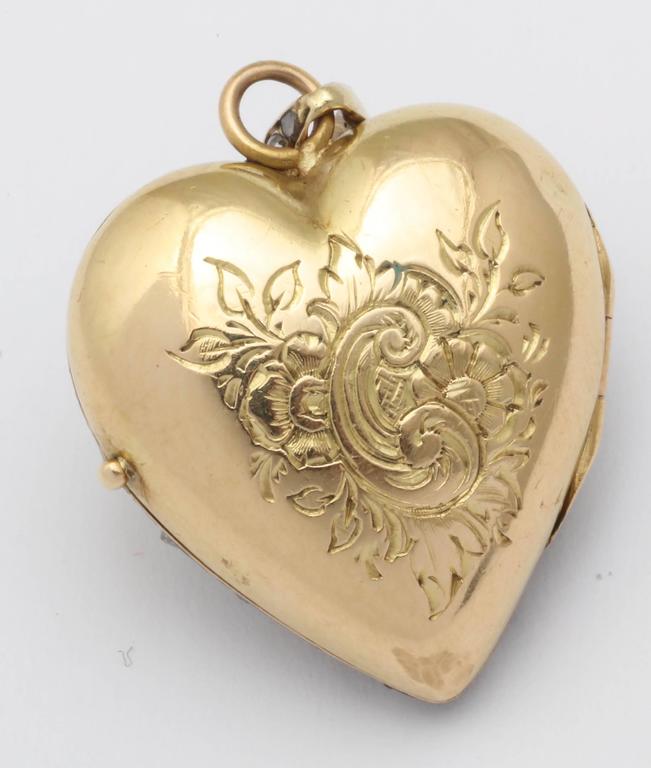 Antique Victorian Diamond Black Enamel Gold Heart Locket at 1stDibs