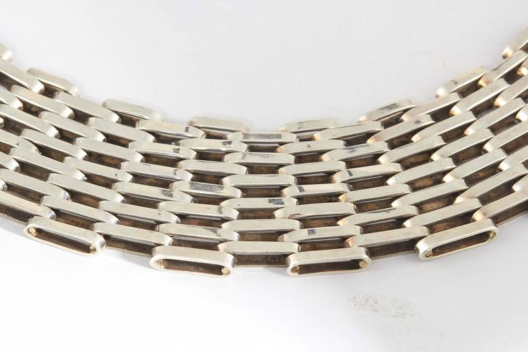 1980s Seven Row Bold Heavy Open Link Silver Wide Collar Necklace at ...