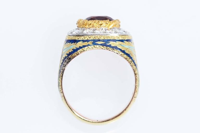 Cazzaniga Multi-Color Enamel Citrine Diamond Gold Ring For Sale at ...
