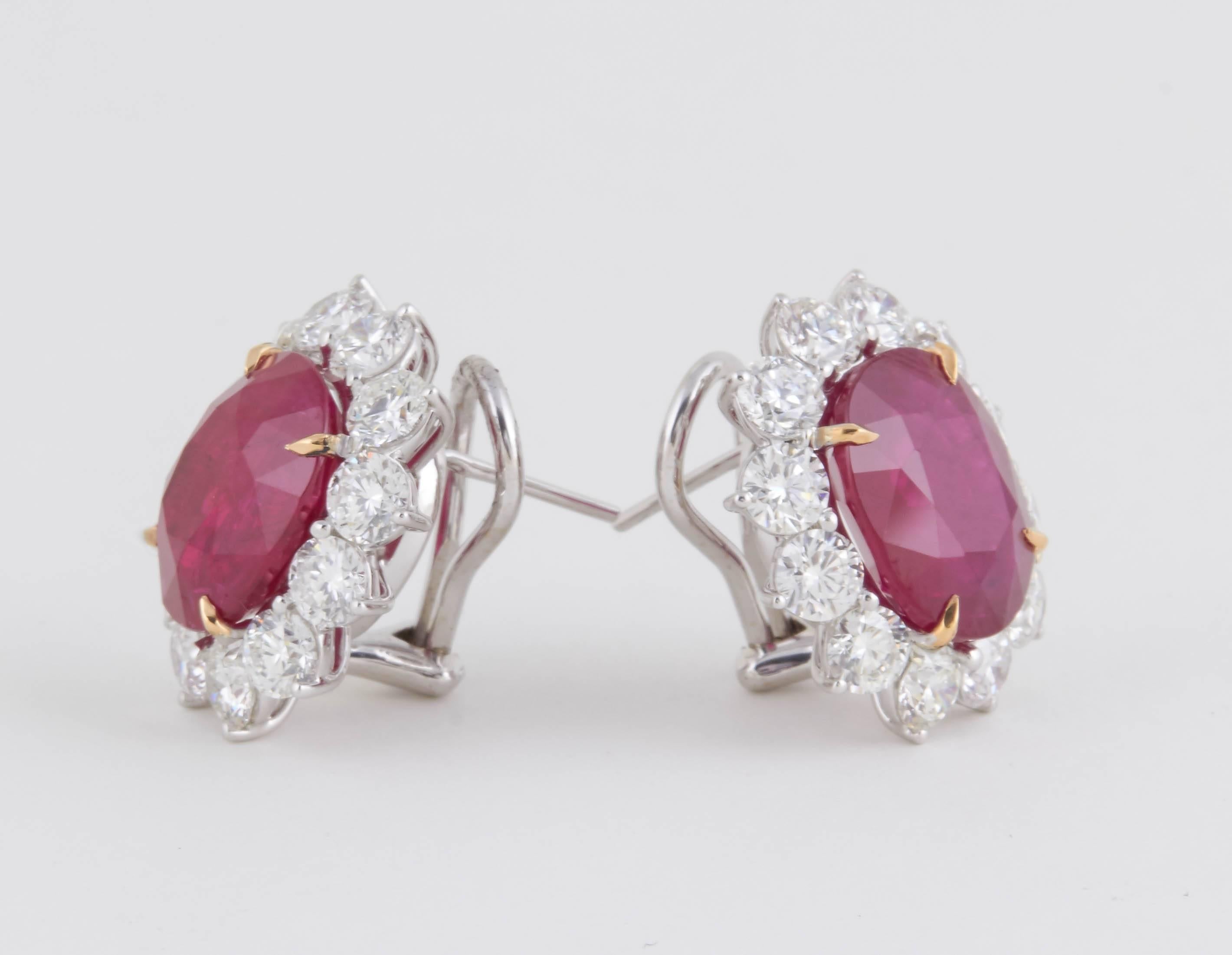 Vivid Red Ruby and Diamond Earrings For Sale at 1stDibs