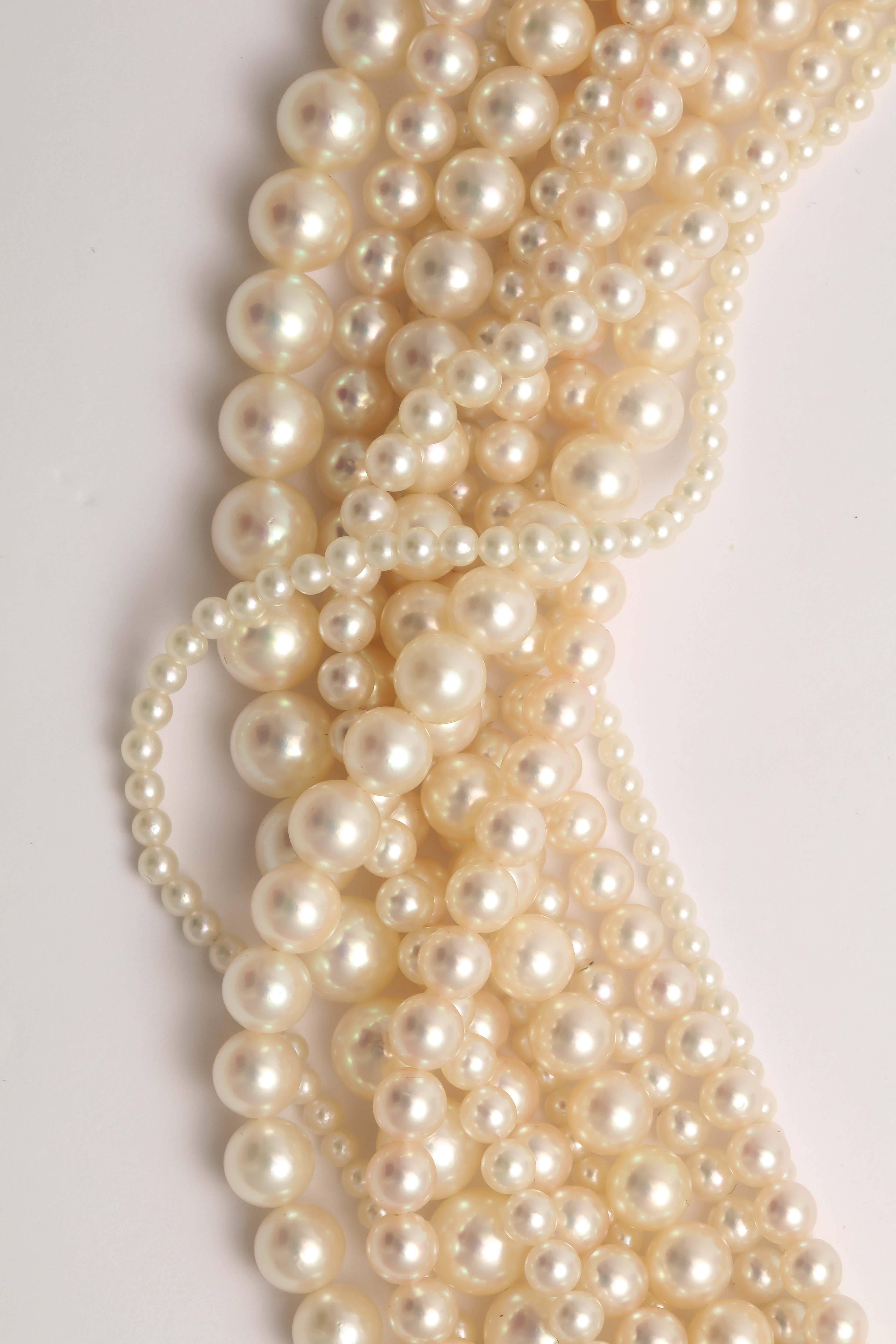 Tiffany and Co. Multi Strand and Mixed Size Pearl Collar at 1stDibs