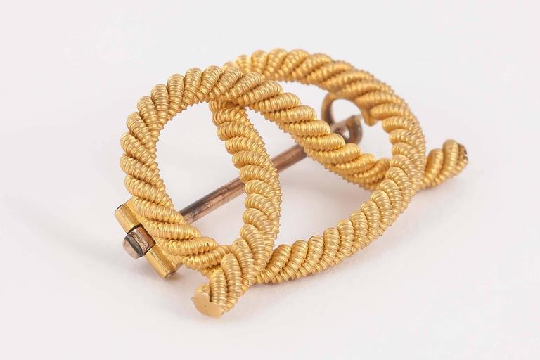 Antique English Victorian Gold Rope Lovers Knot Pin at 1stDibs