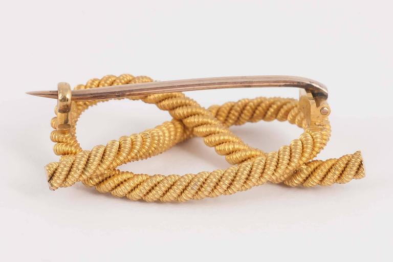 Antique English Victorian Gold Rope Lovers Knot Pin at 1stDibs