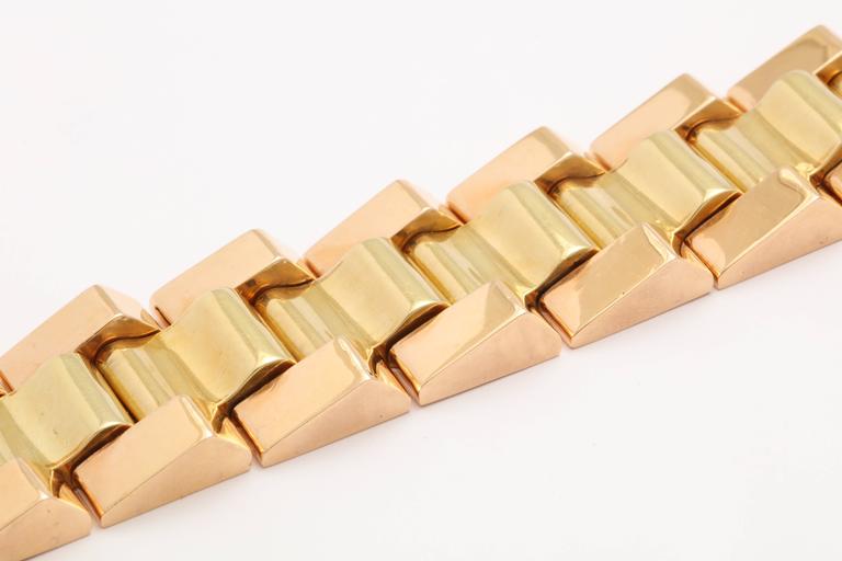 Fabulous Retro Two Color Gold Bracelet at 1stDibs