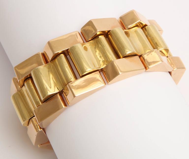 Fabulous Retro Two Color Gold Bracelet at 1stDibs