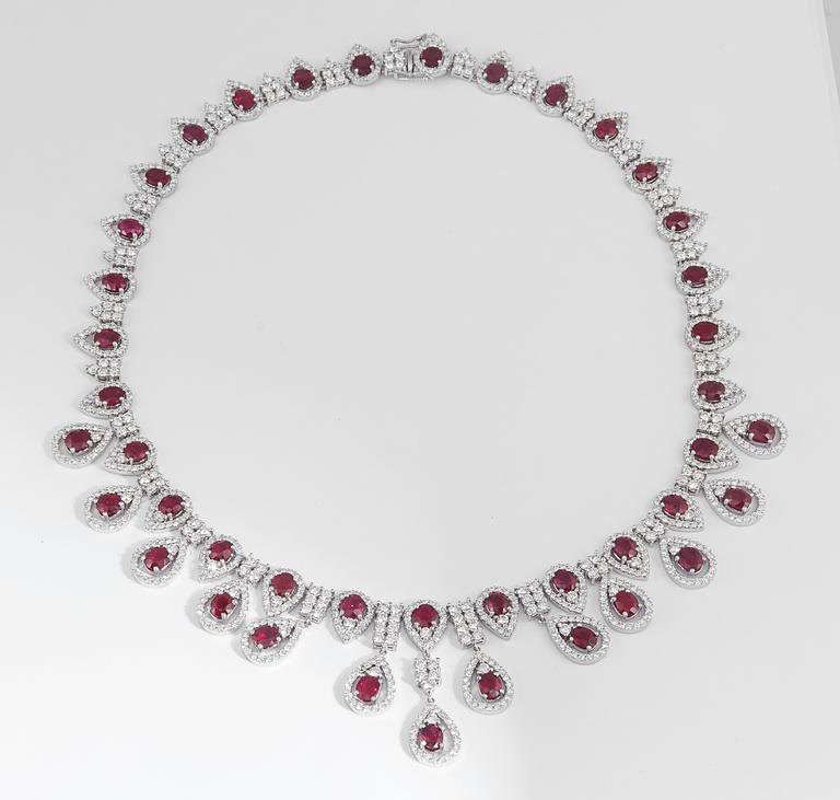 Ruby and Diamond Drop Necklace For Sale at 1stDibs | ruby necklace ...