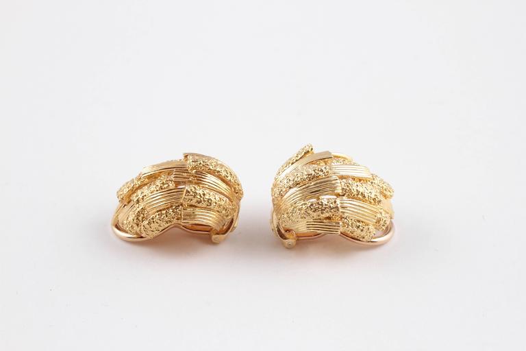 Textured Gold Earrings at 1stDibs