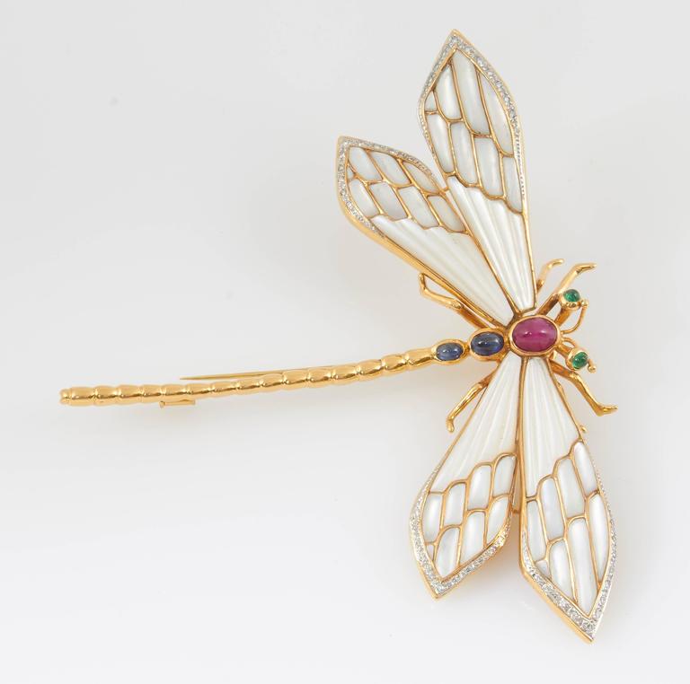 Gem Set Gold Firefly Pin at 1stDibs | firefly brooch