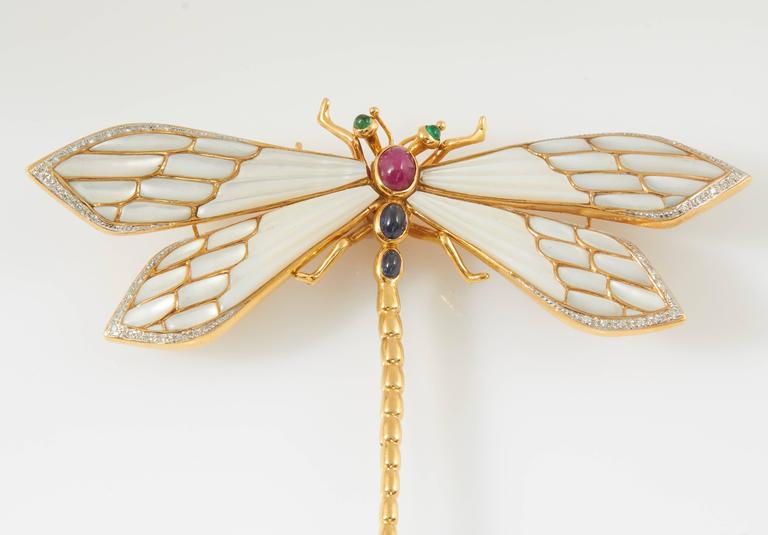 Gem Set Gold Firefly Pin at 1stDibs | firefly brooch
