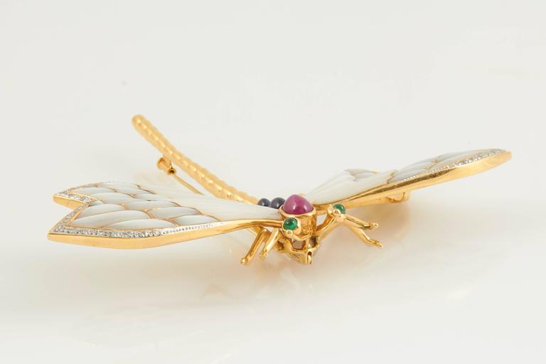 Gem Set Gold Firefly Pin at 1stDibs | firefly brooch