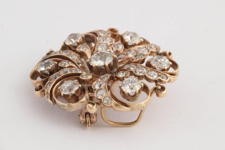 Victorian Diamond and Gold Pinwheel Pendant Brooch at 1stDibs