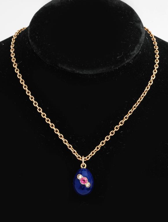 Russian Blue Enameled, Ruby and Diamond Egg Pendant, circa 1900 at ...