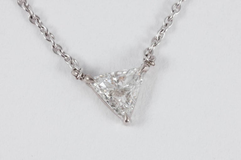 Trilliant Diamond Single Stone Pendant at 1stDibs