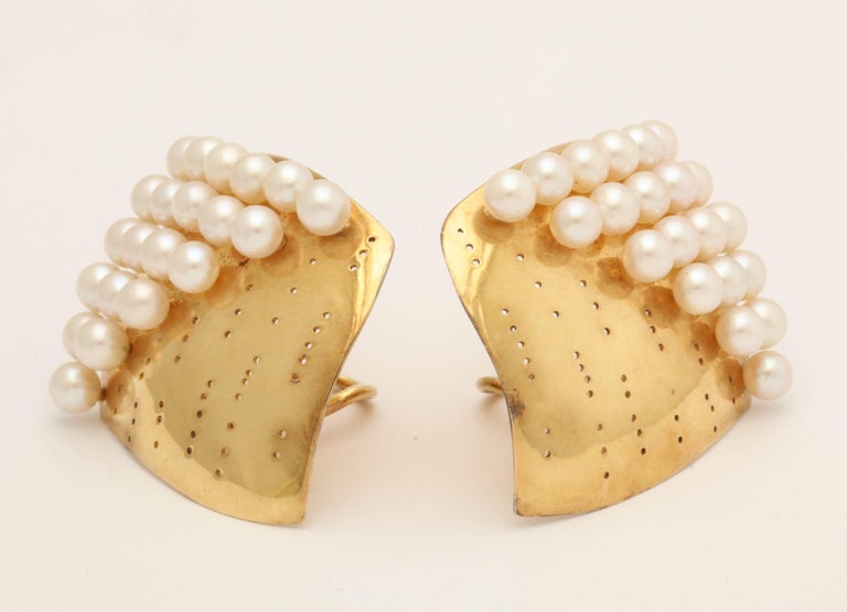 1980s Betsy Fuller Asymmetrical Triangular Shape Open Pierced Gold ...