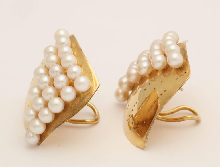 1980s Betsy Fuller Asymmetrical Triangular Shape Open Pierced Gold ...