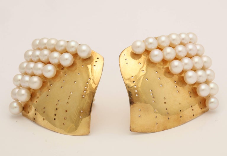 1980s Betsy Fuller Asymmetrical Triangular Shape Open Pierced Gold ...