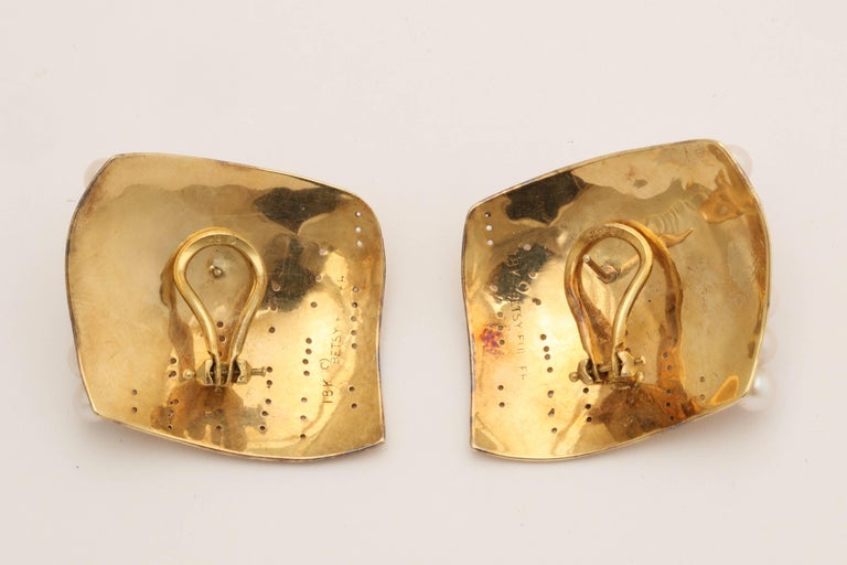 1980s Betsy Fuller Asymmetrical Triangular Shape Open Pierced Gold ...