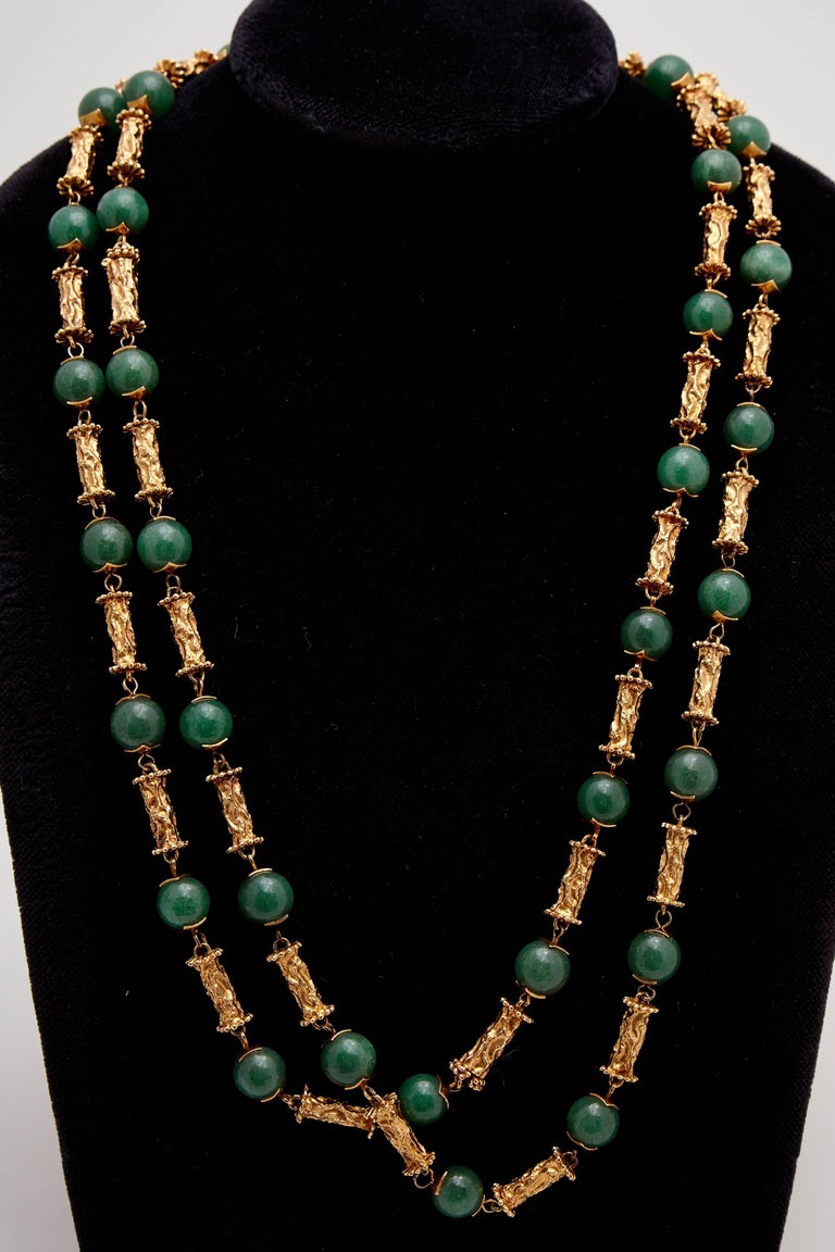 Long Jade and Gold Necklace at 1stDibs