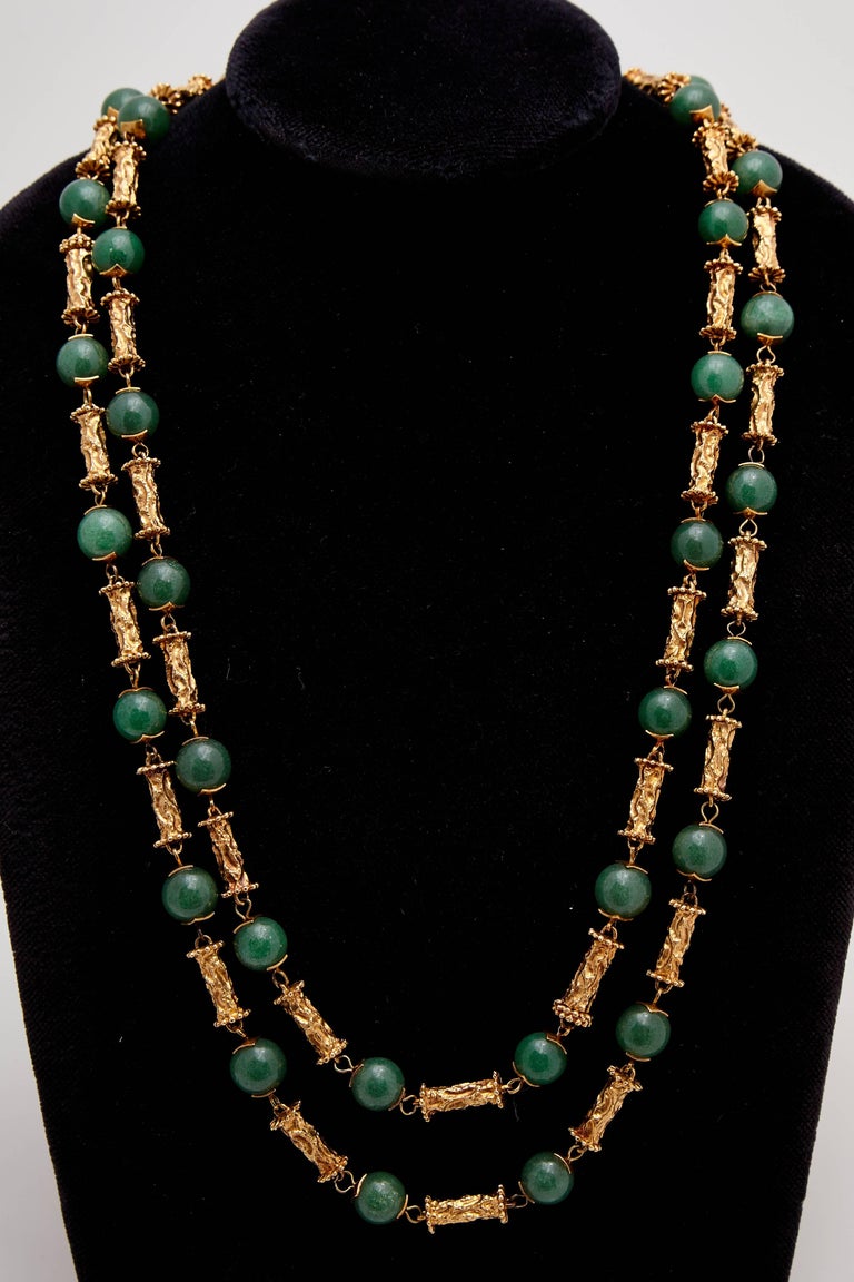 Long Jade and Gold Necklace at 1stDibs