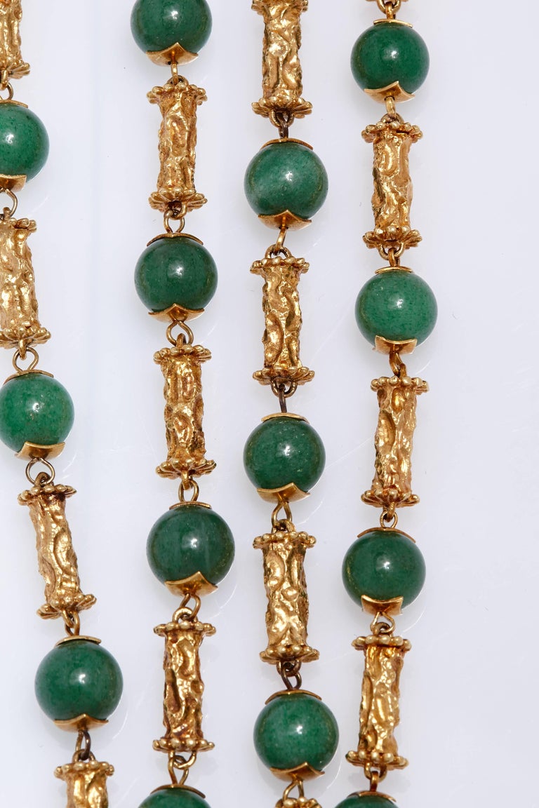Long Jade and Gold Necklace at 1stDibs