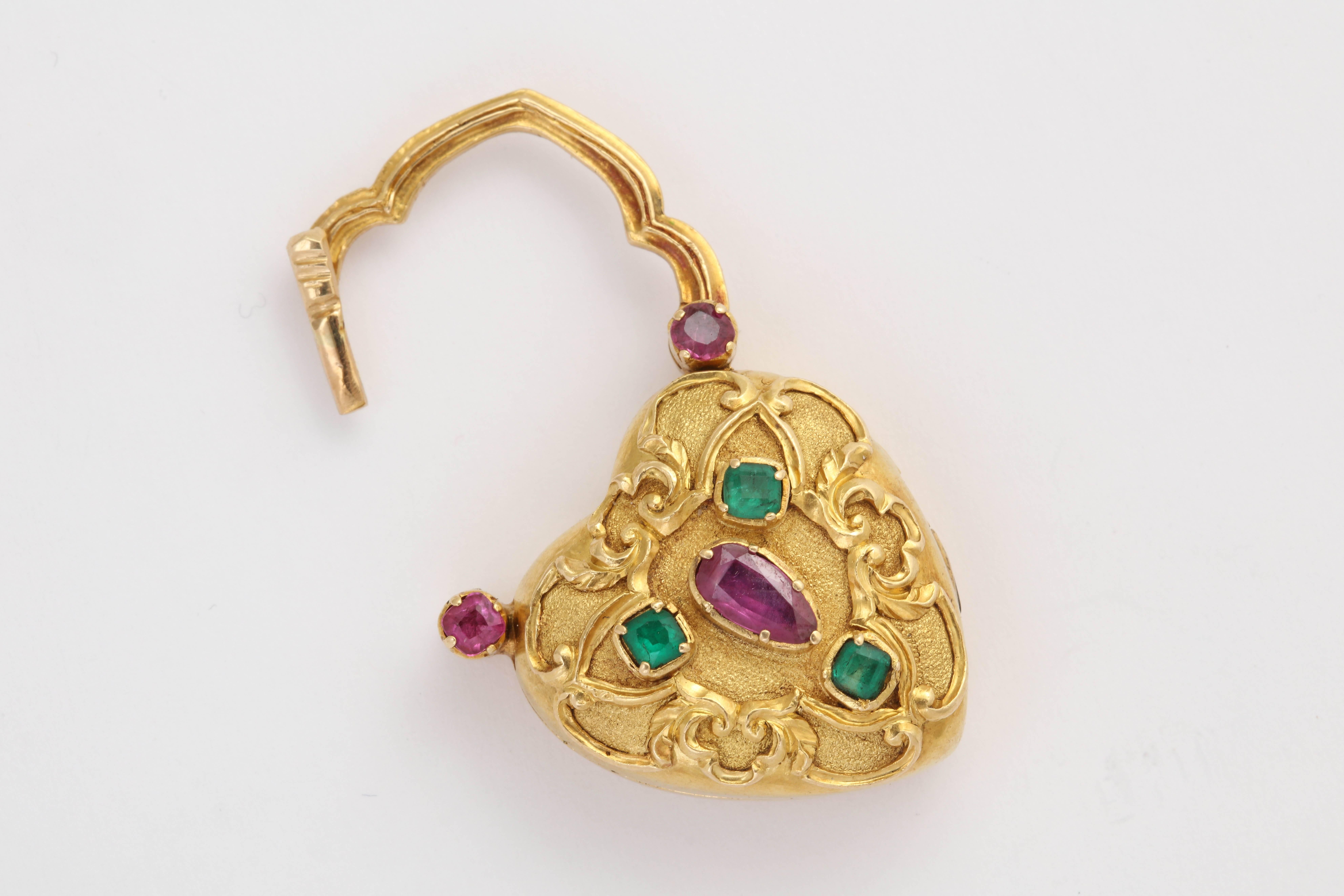 Georgian Locket in 18K Set with Rubies and Emeralds For Sale at 1stDibs