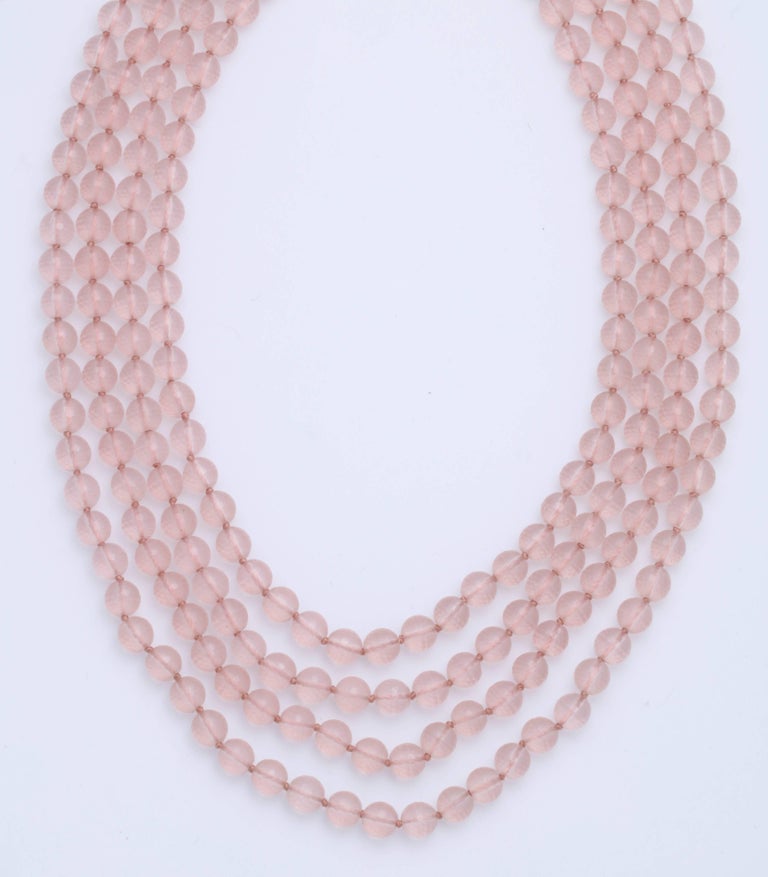 Rose Quartz Bead Necklace For Sale at 1stDibs