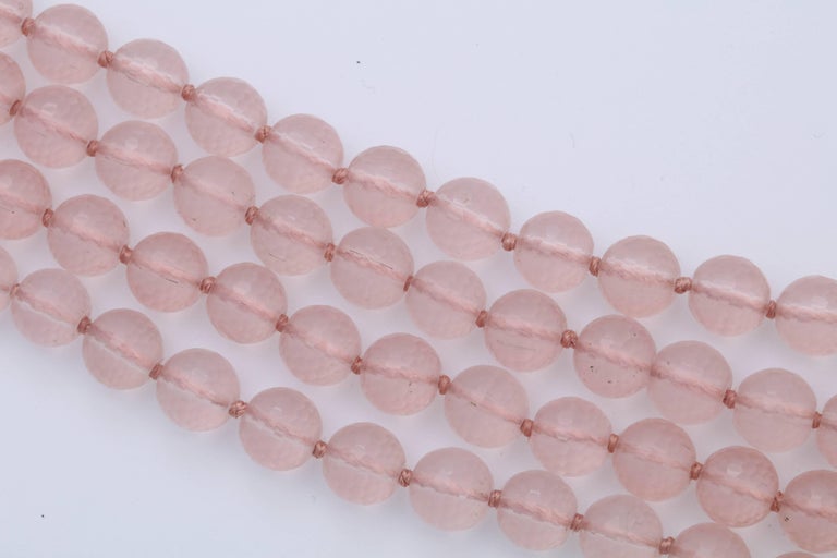 Rose Quartz Bead Necklace For Sale at 1stDibs