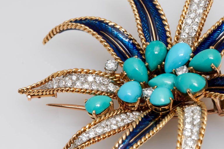 Bulgari Unusual Turquoise Diamond Palm Tree Brooch For Sale at 1stDibs ...