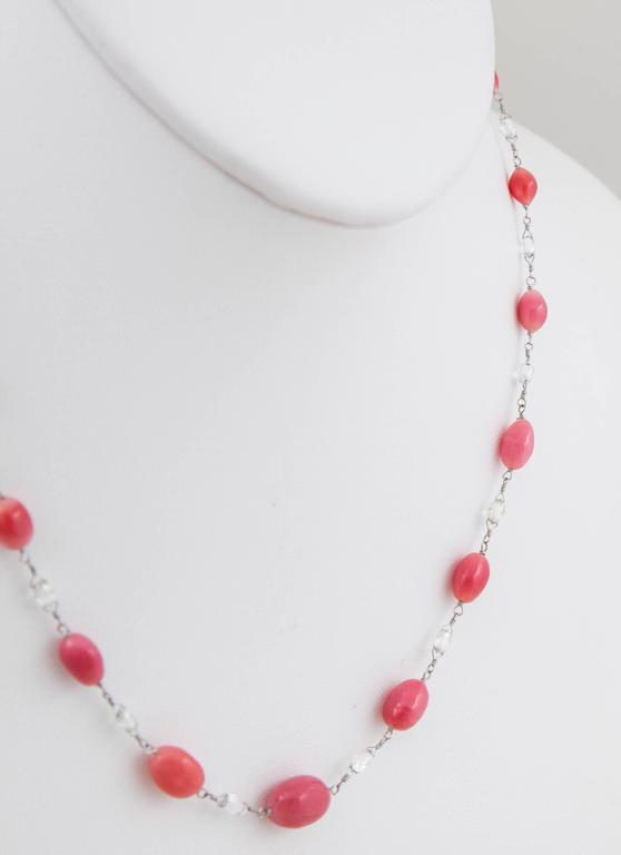 Natural Conch Pearl, White Diamond and Platinum Necklace For Sale at ...