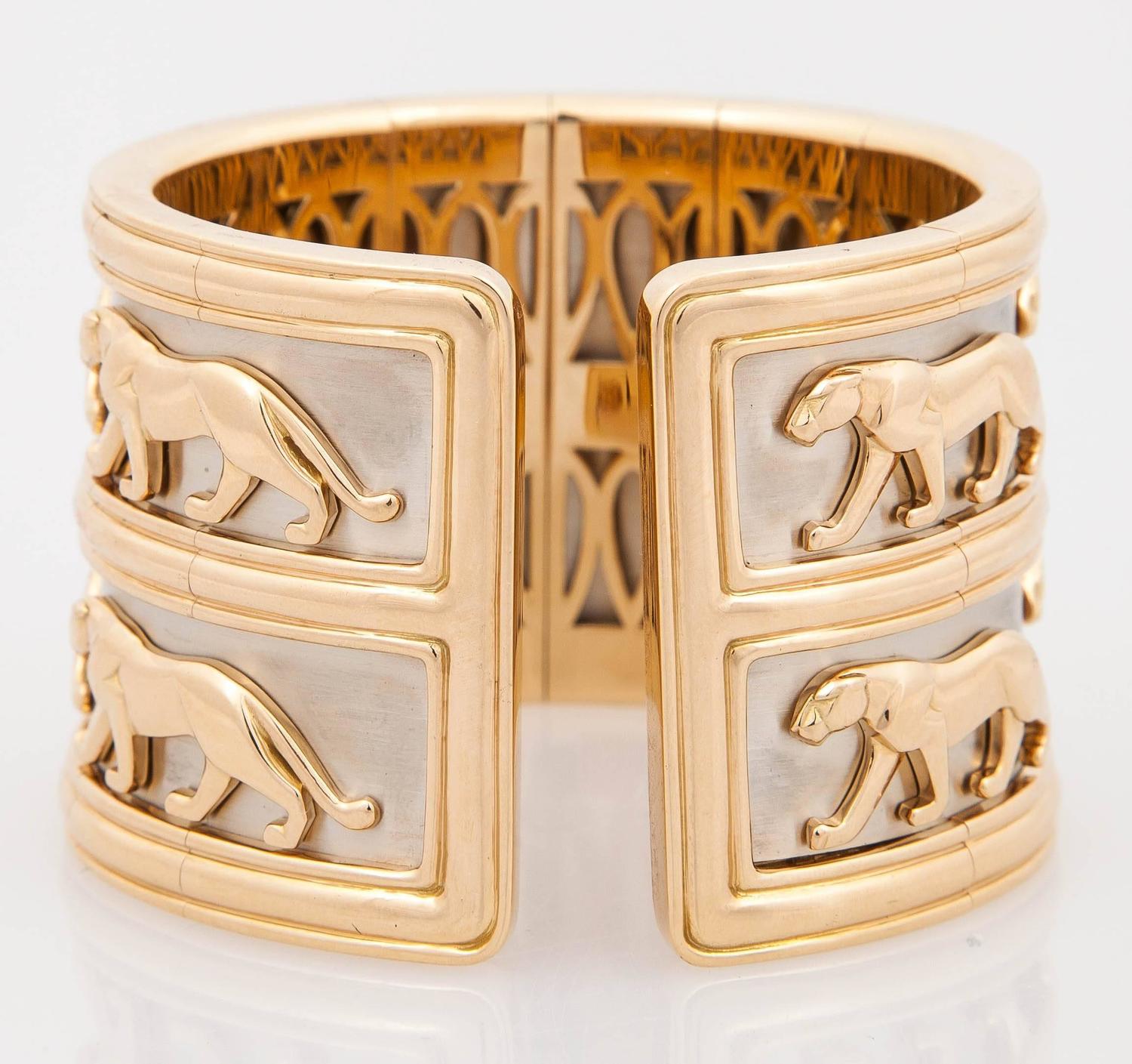 Cartier Panthere Gold Cuff Bracelet at 1stdibs